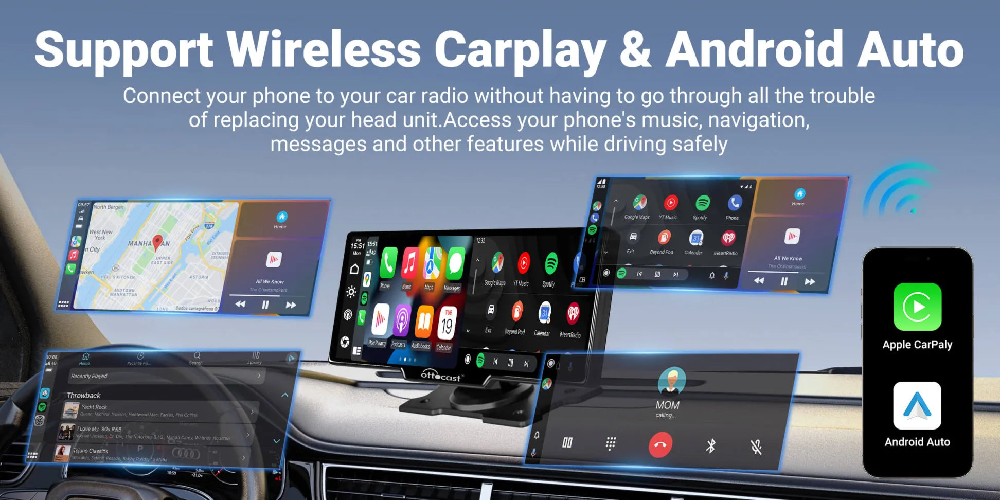 Portable 10" Car Screen Long Arm Bracket