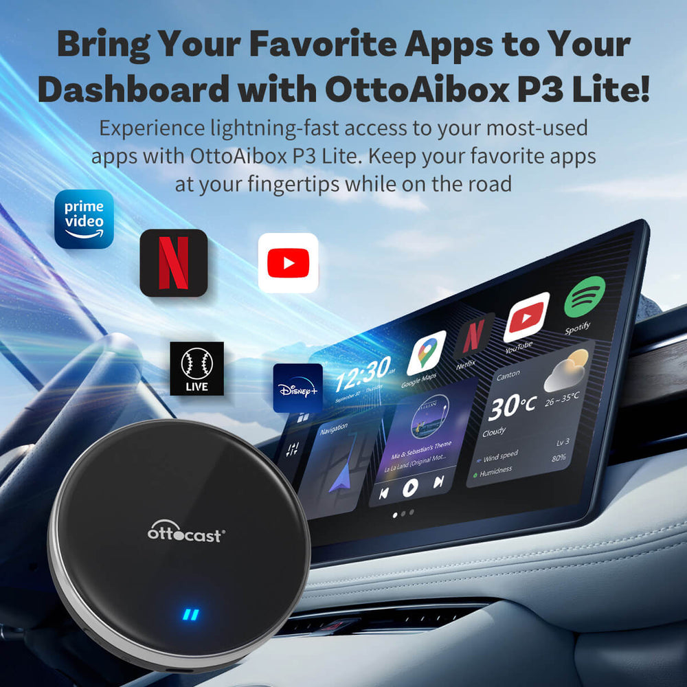 Experience Live TV on the Go with Ottocast Wireless CarPlay Adapter