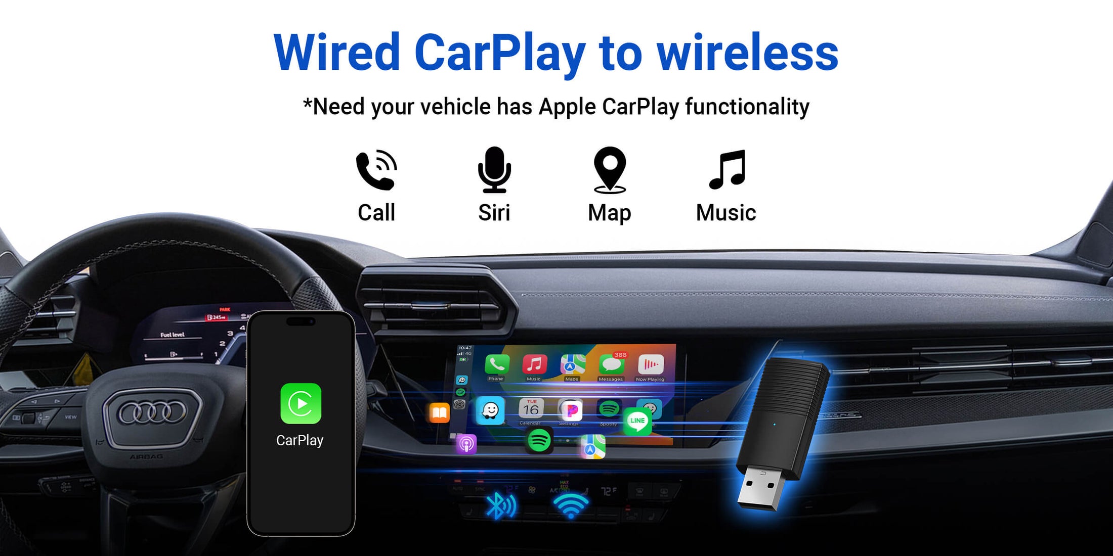Drive Easy This Summer! 🌞🚗- Mini Wireless CarPlay Adapter